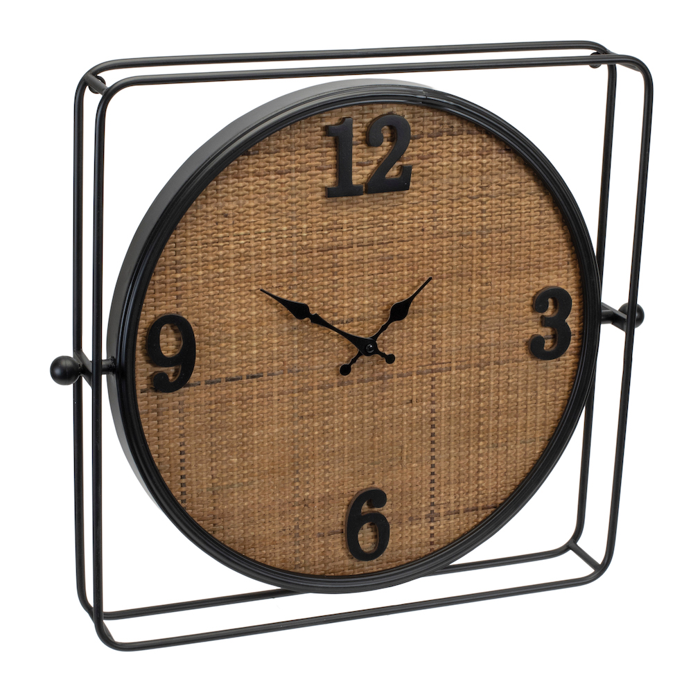 Wall Clock 19.5"SQ Iron/Wood 92730 | Melrose Showrooms